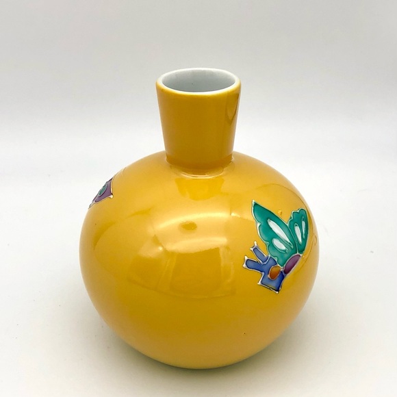 Vintage | Accents | Vintage Bud Vase Kyoto Ware Kiyomizu Yellow Cochin ...
